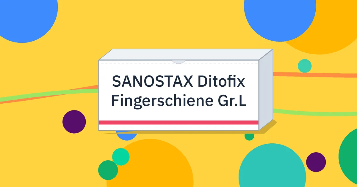 Symbolbild: Packung mit der Aufschrift SANOSTAX Ditofix Fingerschiene Gr.L (PZN 11604669) – Verfügbarkeit und Bezug in Apotheken in Frankfurt am Main