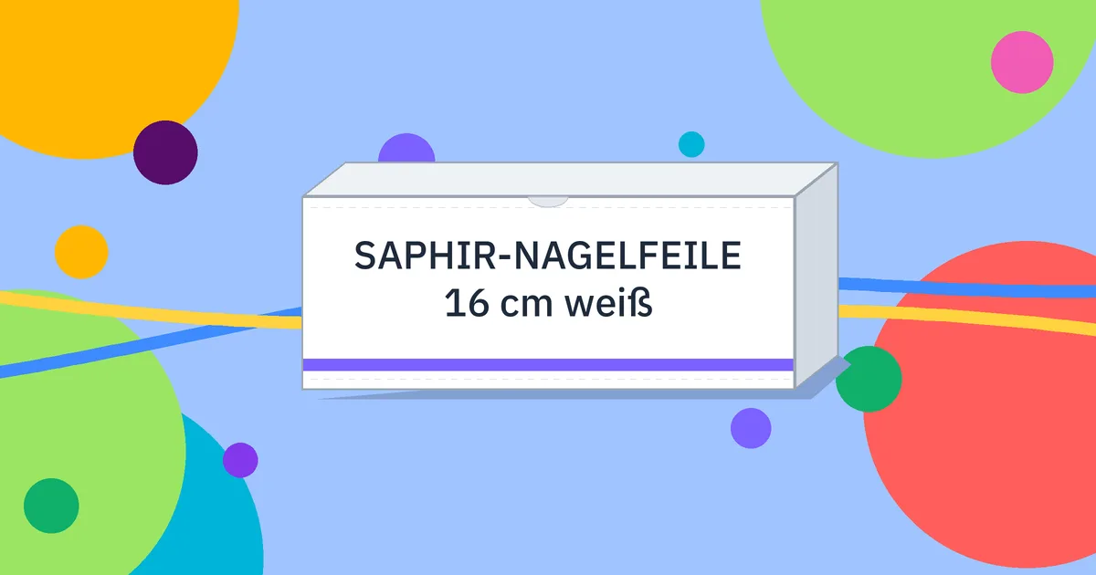 Symbolbild: Packung mit der Aufschrift SAPHIR-NAGELFEILE 16 cm weiß (PZN 18106911) – Verfügbarkeit und Bezug in Apotheken in Frankfurt am Main