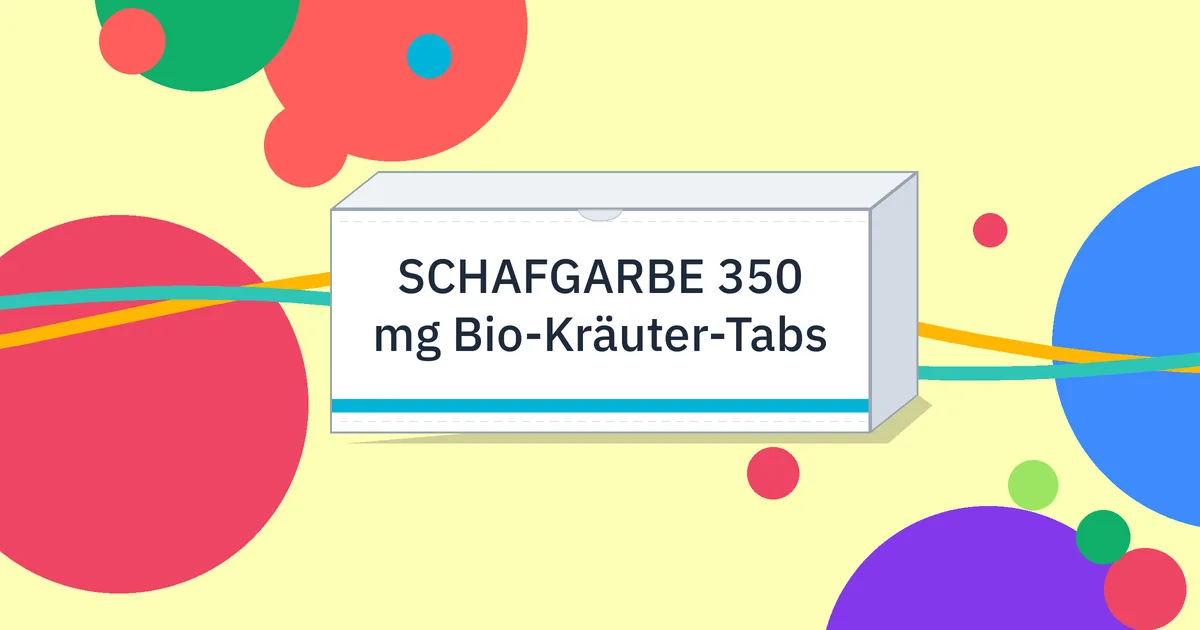 Symbolbild: Packung mit der Aufschrift SCHAFGARBE 350 mg Bio-Kräuter-Tabs (PZN 18093930) – Verfügbarkeit und Bezug in Apotheken in Frankfurt am Main