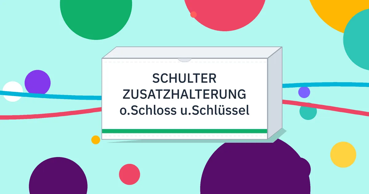 Symbolbild: Packung mit der Aufschrift SCHULTER ZUSATZHALTERUNG o.Schloss u.Schlüssel (PZN 14298457) – Verfügbarkeit und Bezug in Apotheken in Frankfurt am Main