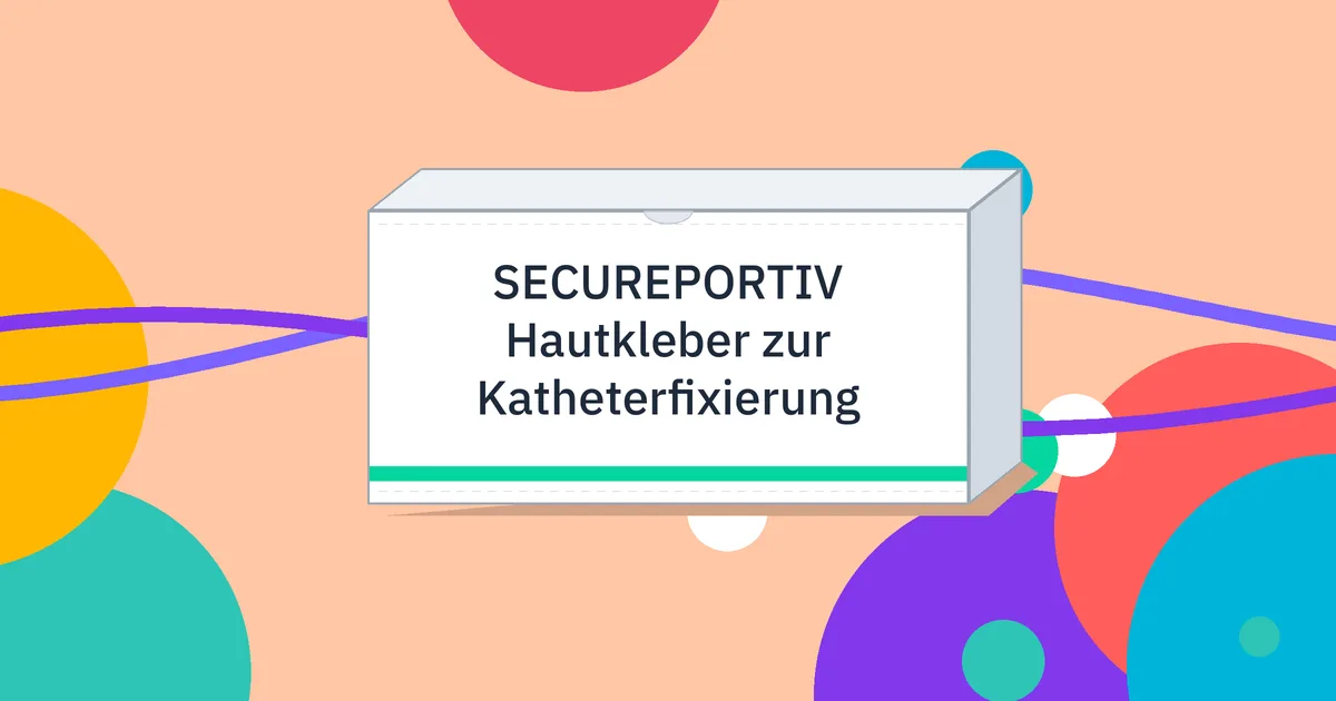 Symbolbild: Packung mit der Aufschrift SECUREPORTIV Hautkleber zur Katheterfixierung (PZN 19530516) – Verfügbarkeit und Bezug in Apotheken in Frankfurt am Main