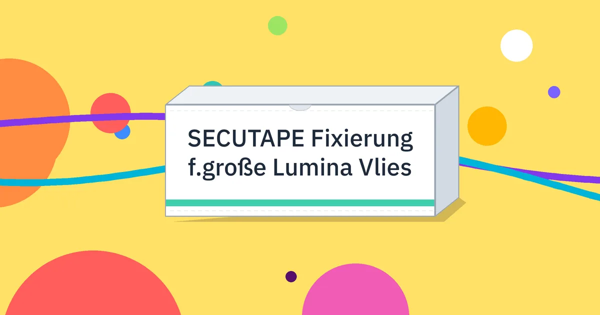Symbolbild: Packung mit der Aufschrift SECUTAPE Fixierung f.große Lumina Vlies (PZN 19957976) – Verfügbarkeit und Bezug in Apotheken in Frankfurt am Main