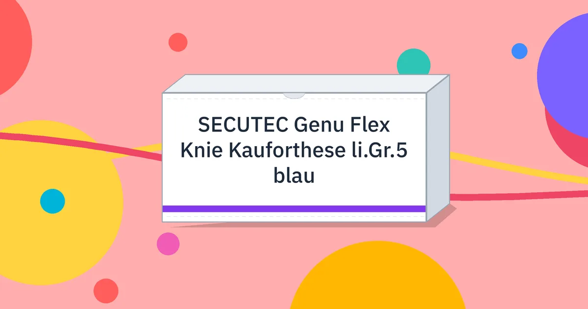 Symbolbild: Packung mit der Aufschrift SECUTEC Genu Flex Knie Kauforthese li.Gr.5 blau (PZN 18911363) – Verfügbarkeit und Bezug in Apotheken in Frankfurt am Main