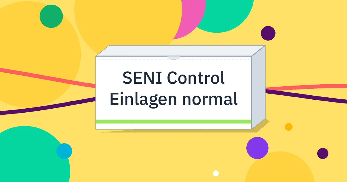 Symbolbild: Packung mit der Aufschrift SENI Control Einlagen normal (PZN 15734920) – Verfügbarkeit und Bezug in Apotheken in Frankfurt am Main