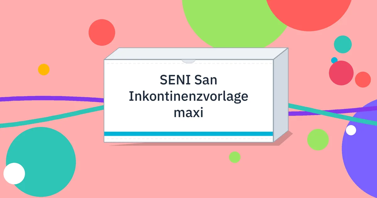 Symbolbild: Packung mit der Aufschrift SENI San Inkontinenzvorlage maxi (PZN 18329491) – Verfügbarkeit und Bezug in Apotheken in Frankfurt am Main