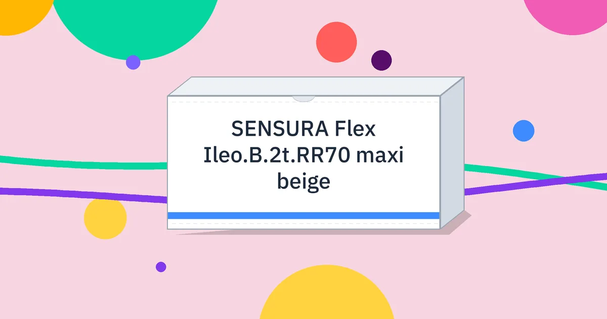 Symbolbild: Packung mit der Aufschrift SENSURA Flex Ileo.B.2t.RR70 maxi beige (PZN 03116909) – Verfügbarkeit und Bezug in Apotheken in Frankfurt am Main