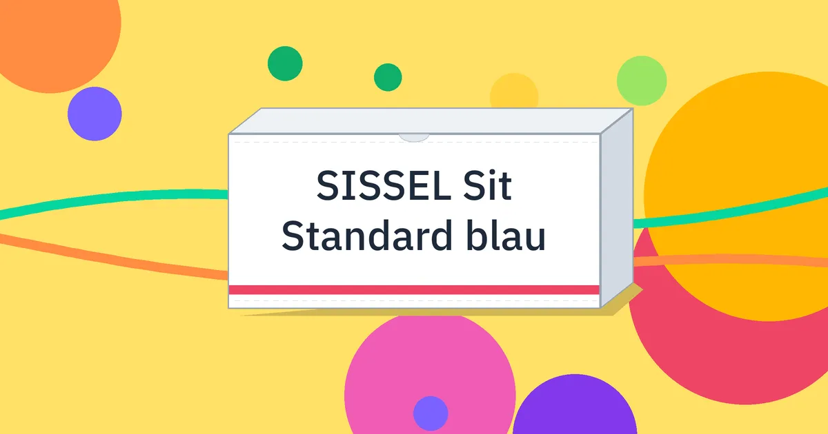 Symbolbild: Packung mit der Aufschrift SISSEL Sit Standard blau (PZN 01051488) – Verfügbarkeit und Bezug in Apotheken in Frankfurt am Main
