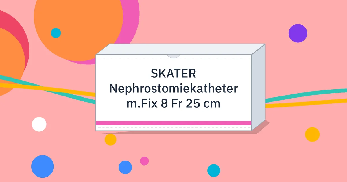 Symbolbild: Packung mit der Aufschrift SKATER Nephrostomiekatheter m.Fix 8 Fr 25 cm (PZN 06770029) – Verfügbarkeit und Bezug in Apotheken in Frankfurt am Main