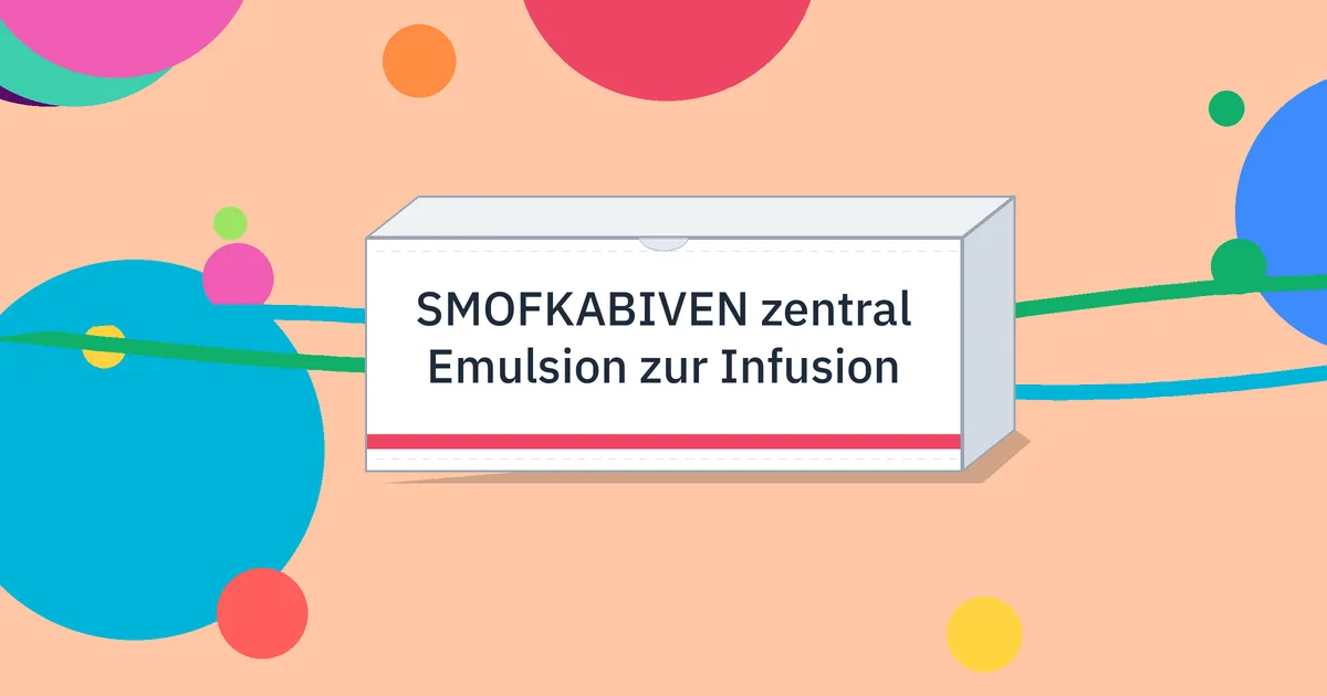Symbolbild: Packung mit der Aufschrift SMOFKABIVEN zentral Emulsion zur Infusion (PZN 17449193) – Verfügbarkeit und Bezug in Apotheken in Frankfurt am Main