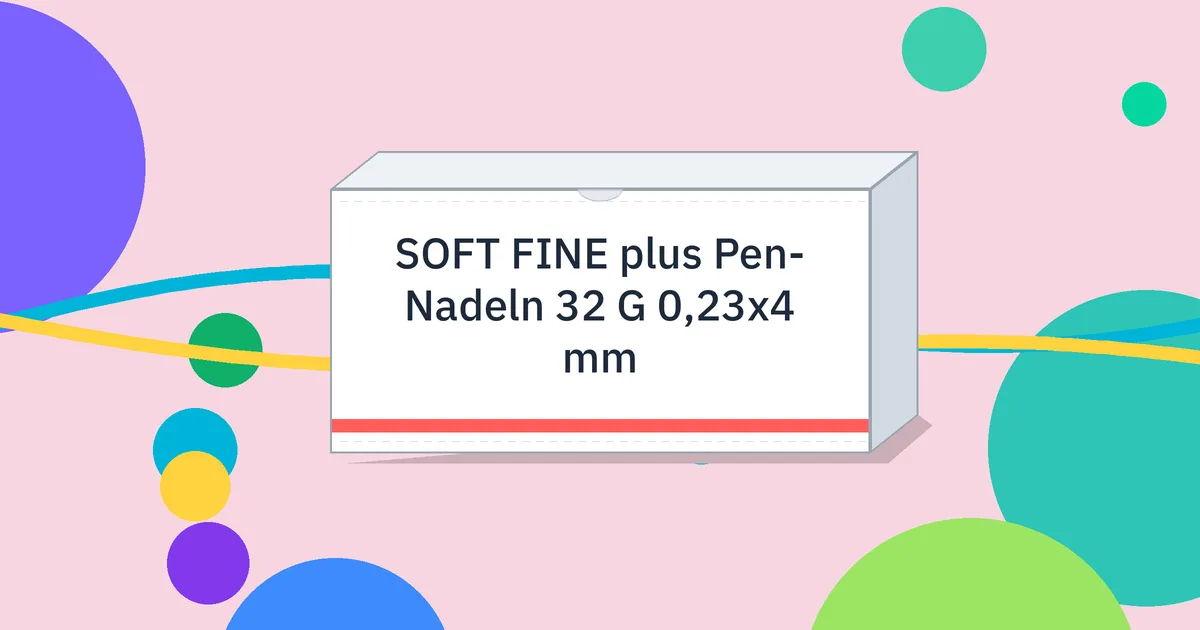 Symbolbild: Packung mit der Aufschrift SOFT FINE plus Pen-Nadeln 32 G 0,23x4 mm (PZN 17850820) – Verfügbarkeit und Bezug in Apotheken in Frankfurt am Main
