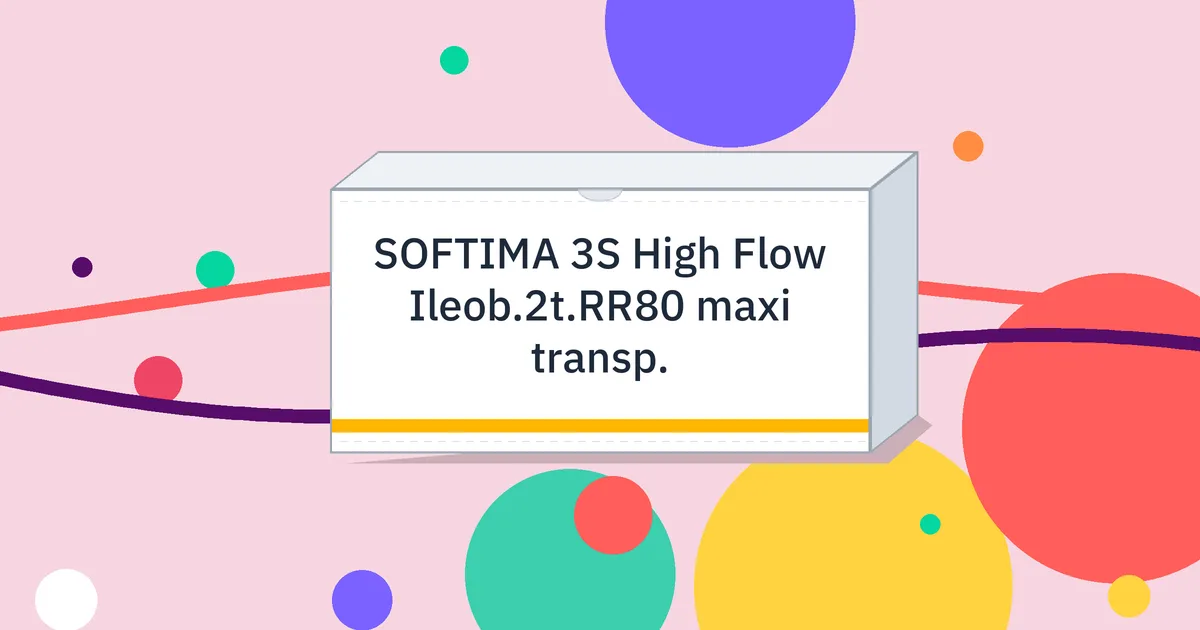 Symbolbild: Packung mit der Aufschrift SOFTIMA 3S High Flow Ileob.2t.RR80 maxi transp. (PZN 04813036) – Verfügbarkeit und Bezug in Apotheken in Frankfurt am Main