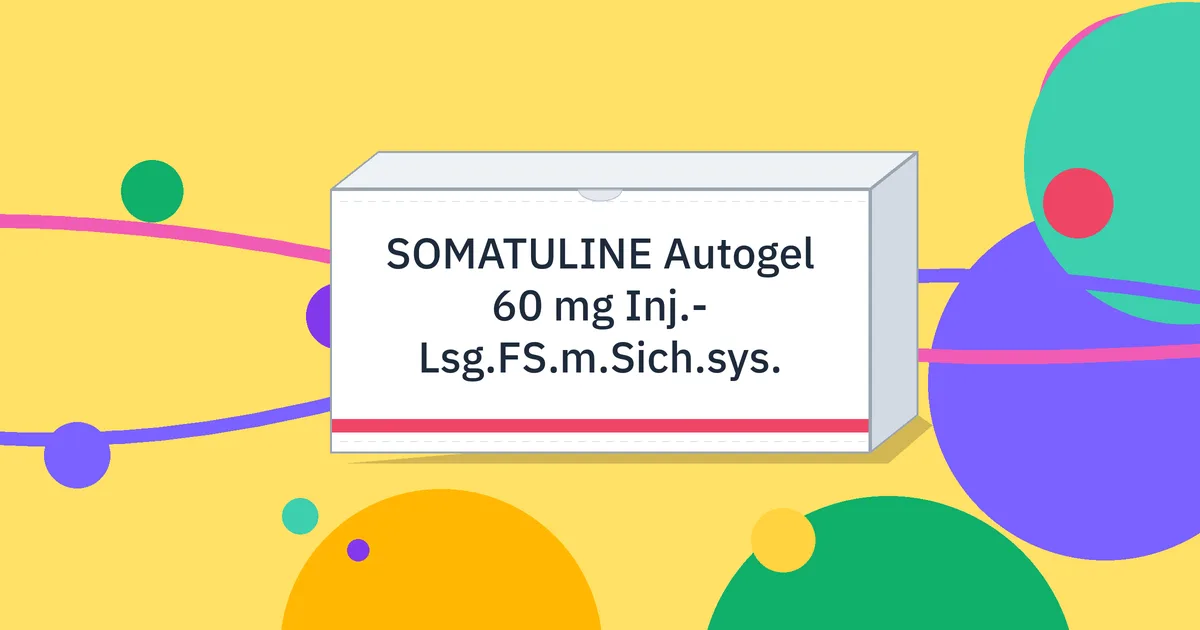 Symbolbild: Packung mit der Aufschrift SOMATULINE Autogel 60 mg Inj.-Lsg.FS.m.Sich.sys. (PZN 09392036) – Verfügbarkeit und Bezug in Apotheken in Frankfurt am Main