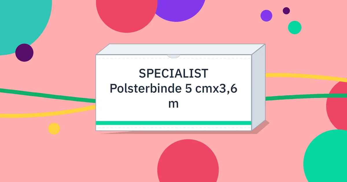 Symbolbild: Packung mit der Aufschrift SPECIALIST Polsterbinde 5 cmx3,6 m (PZN 02268801) – Verfügbarkeit und Bezug in Apotheken in Frankfurt am Main