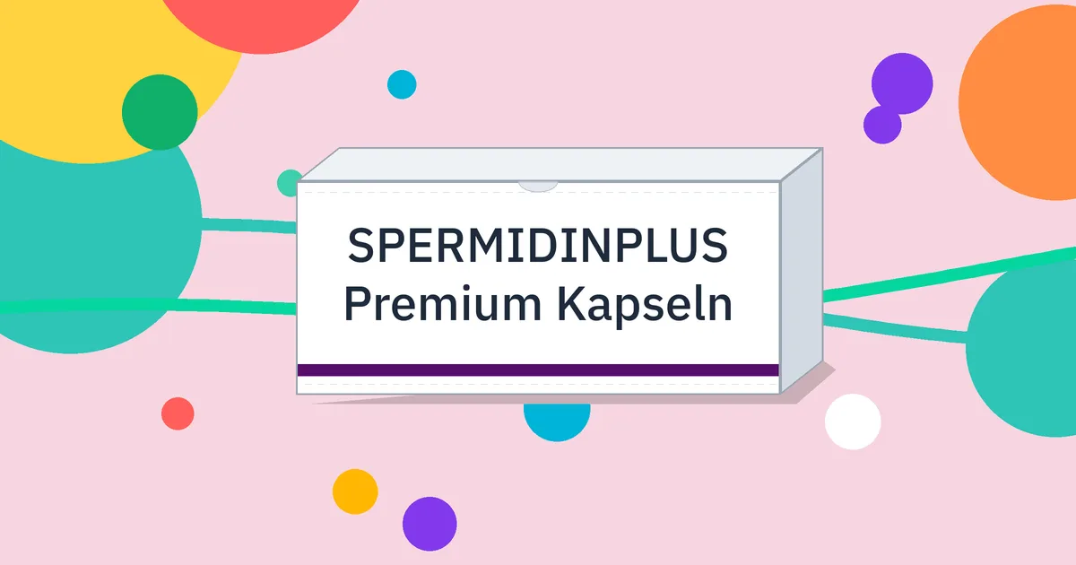 Symbolbild: Packung mit der Aufschrift SPERMIDINPLUS Premium Kapseln (PZN 18001968) – Verfügbarkeit und Bezug in Apotheken in Frankfurt am Main