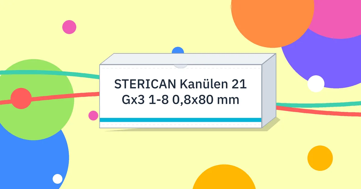 Symbolbild: Packung mit der Aufschrift STERICAN Kanülen 21 Gx3 1-8 0,8x80 mm (PZN 05466559) – Verfügbarkeit und Bezug in Apotheken in Frankfurt am Main