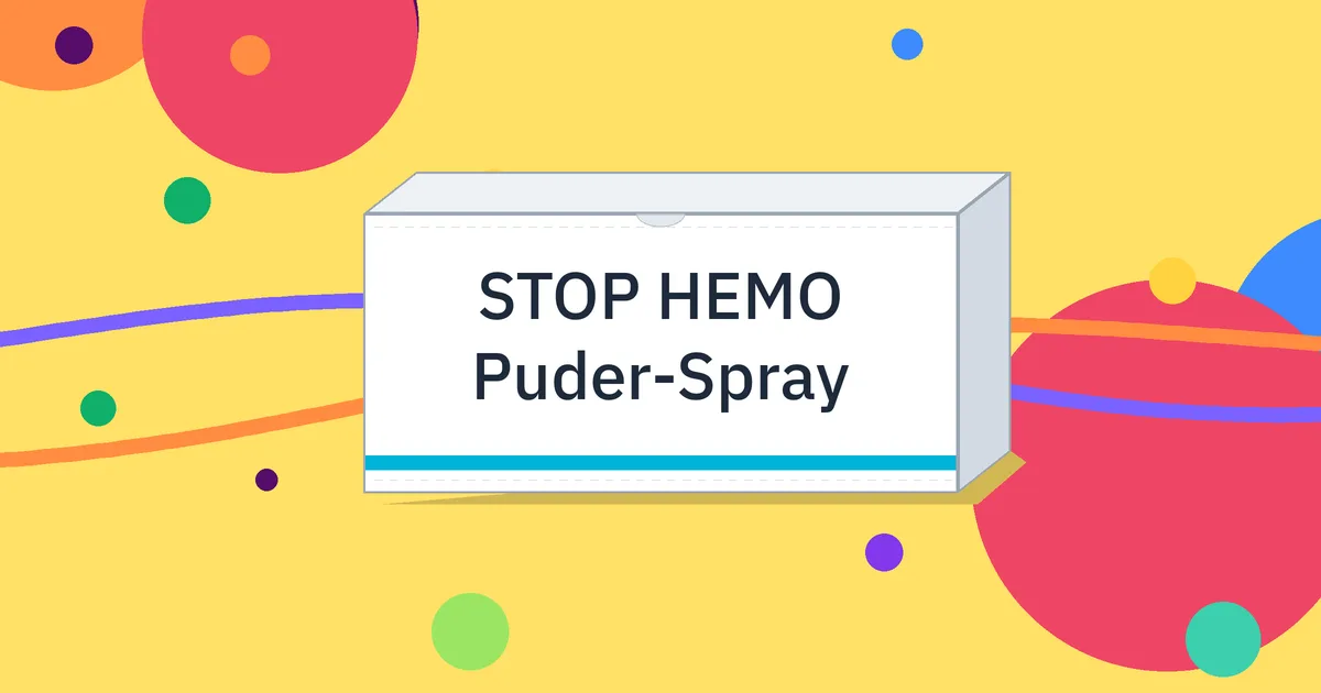 Symbolbild: Packung mit der Aufschrift STOP HEMO Puder-Spray (PZN 19848253) – Verfügbarkeit und Bezug in Apotheken in Frankfurt am Main