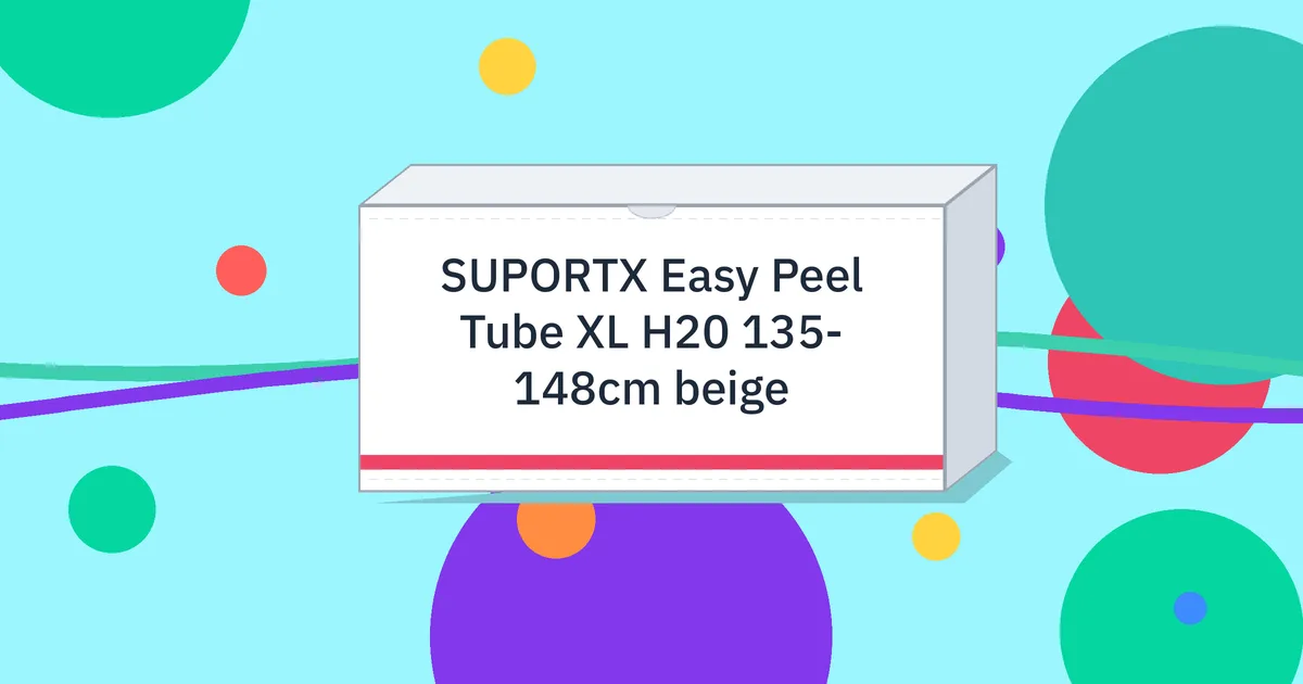 Symbolbild: Packung mit der Aufschrift SUPORTX Easy Peel Tube XL H20 135-148cm beige (PZN 09486748) – Verfügbarkeit und Bezug in Apotheken in Frankfurt am Main