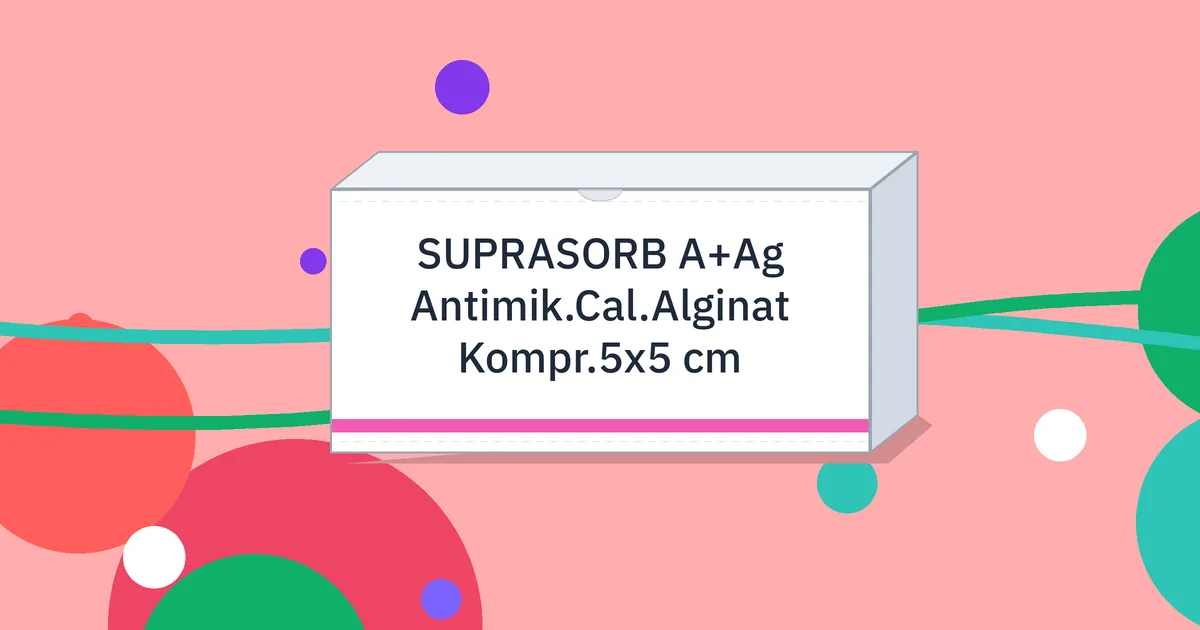 Symbolbild: Packung mit der Aufschrift SUPRASORB A+Ag Antimik.Cal.Alginat Kompr.5x5 cm (PZN 16010584) – Verfügbarkeit und Bezug in Apotheken in Frankfurt am Main