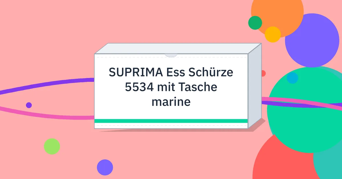 Symbolbild: Packung mit der Aufschrift SUPRIMA Ess Schürze 5534 mit Tasche marine (PZN 02856745) – Verfügbarkeit und Bezug in Apotheken in Frankfurt am Main