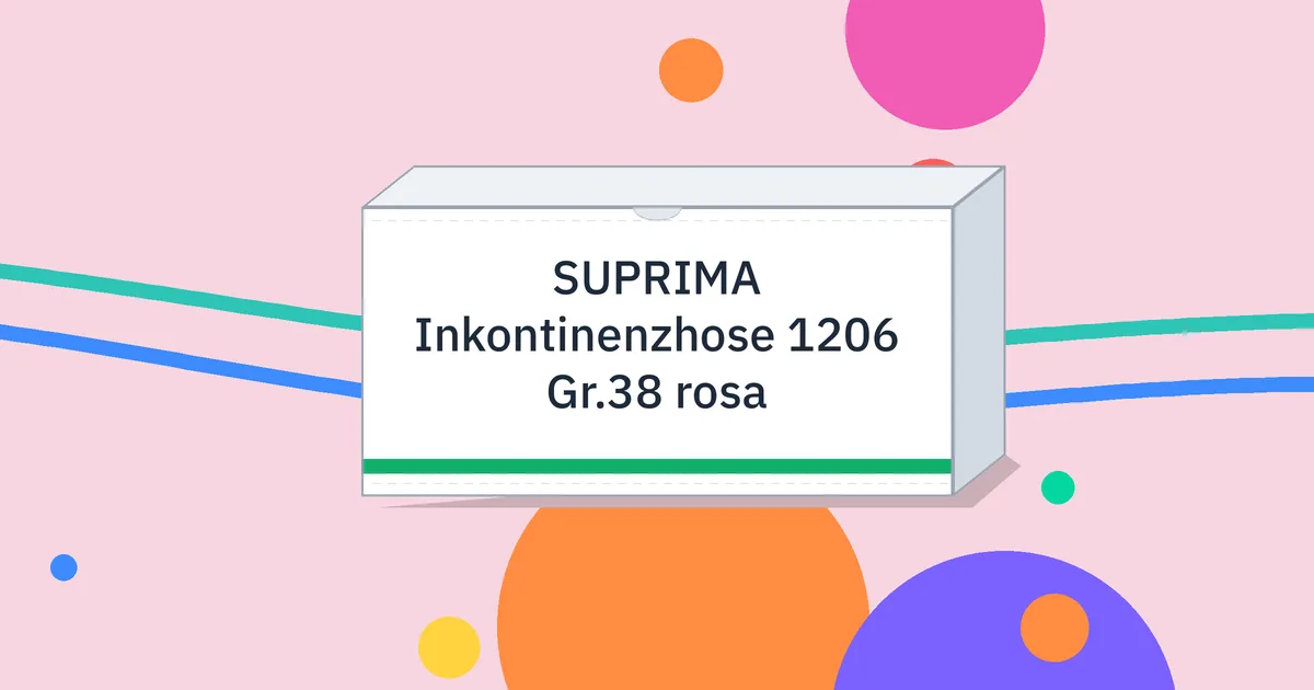 Symbolbild: Packung mit der Aufschrift SUPRIMA Inkontinenzhose 1206 Gr.38 rosa (PZN 03021528) – Verfügbarkeit und Bezug in Apotheken in Frankfurt am Main