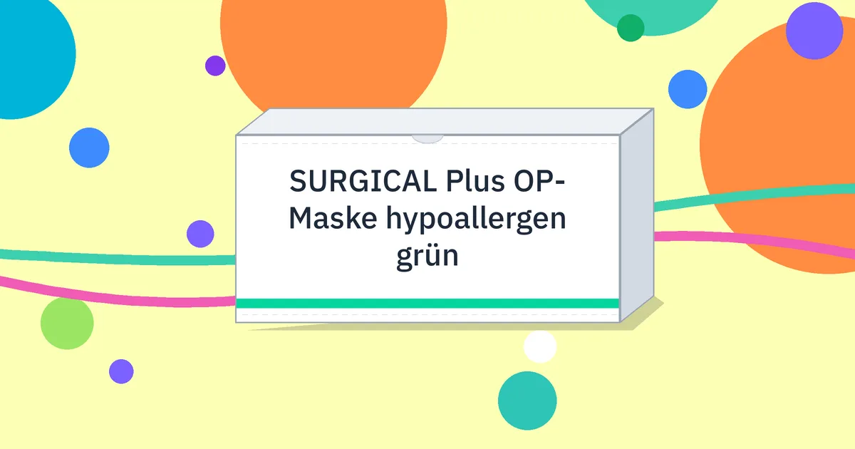 Symbolbild: Packung mit der Aufschrift SURGICAL Plus OP-Maske hypoallergen grün (PZN 07704649) – Verfügbarkeit und Bezug in Apotheken in Frankfurt am Main