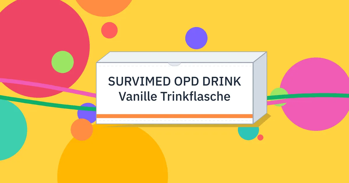 Symbolbild: Packung mit der Aufschrift SURVIMED OPD DRINK Vanille Trinkflasche (PZN 10532063) – Verfügbarkeit und Bezug in Apotheken in Frankfurt am Main