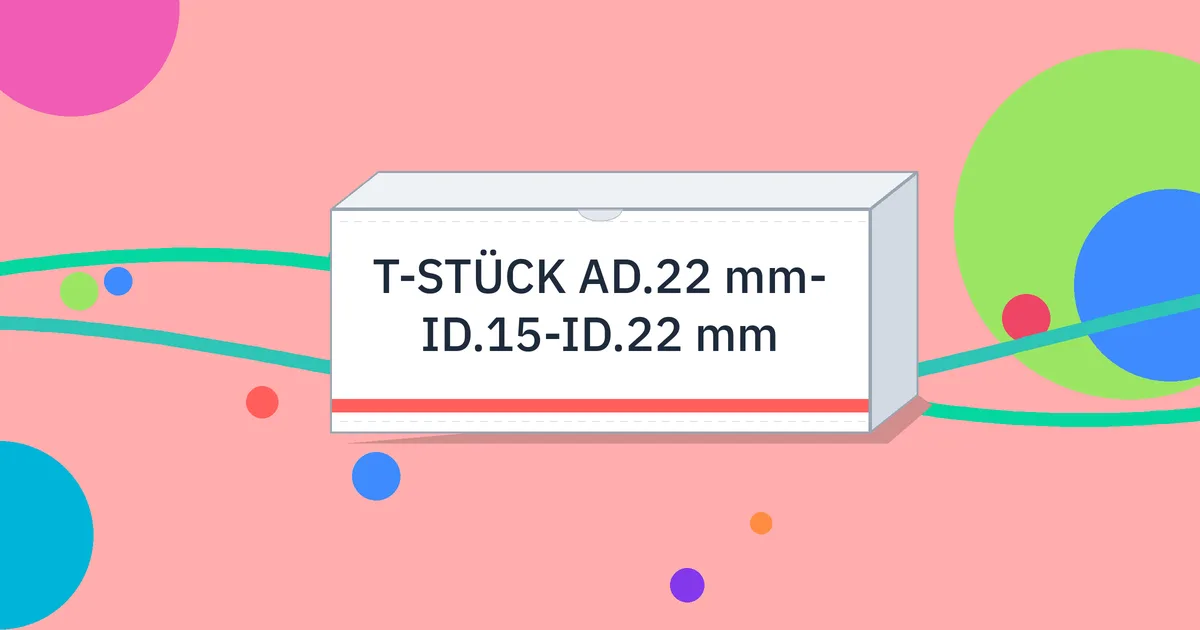 Symbolbild: Packung mit der Aufschrift T-STÜCK AD.22 mm-ID.15-ID.22 mm (PZN 17432212) – Verfügbarkeit und Bezug in Apotheken in Frankfurt am Main