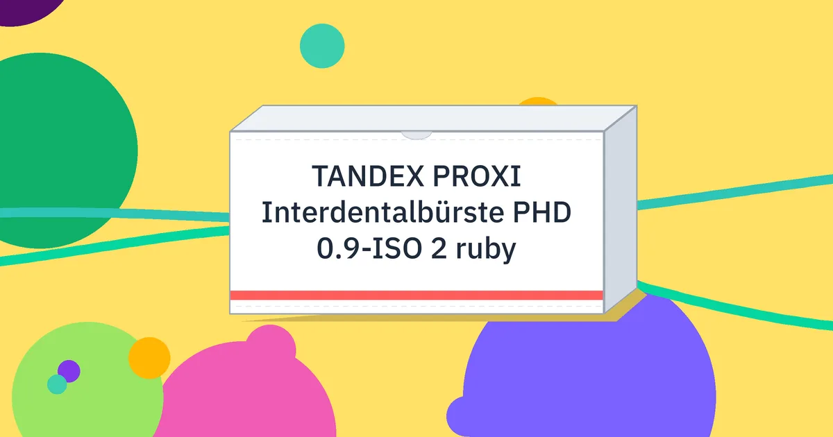 Symbolbild: Packung mit der Aufschrift TANDEX PROXI Interdentalbürste PHD 0.9-ISO 2 ruby (PZN 16855560) – Verfügbarkeit und Bezug in Apotheken in Frankfurt am Main