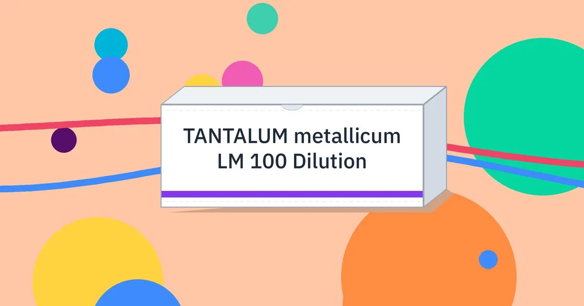 Symbolbild: Packung mit der Aufschrift TANTALUM metallicum LM 100 Dilution (PZN 13213795) – Verfügbarkeit und Bezug in Apotheken in Frankfurt am Main