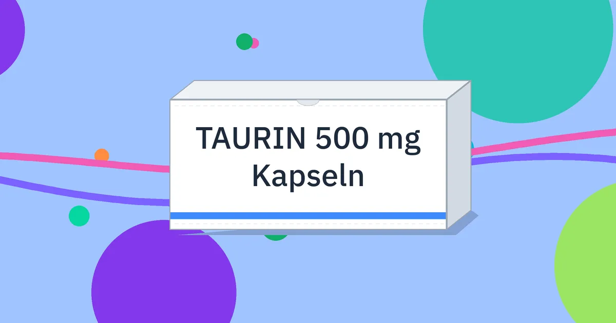 Symbolbild: Packung mit der Aufschrift TAURIN 500 mg Kapseln (PZN 18831782) – Verfügbarkeit und Bezug in Apotheken in Frankfurt am Main