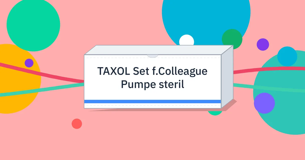 Symbolbild: Packung mit der Aufschrift TAXOL Set f.Colleague Pumpe steril (PZN 01009894) – Verfügbarkeit und Bezug in Apotheken in Frankfurt am Main