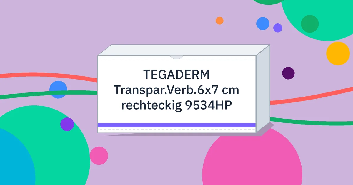 Symbolbild: Packung mit der Aufschrift TEGADERM Transpar.Verb.6x7 cm rechteckig 9534HP (PZN 11114830) – Verfügbarkeit und Bezug in Apotheken in Frankfurt am Main