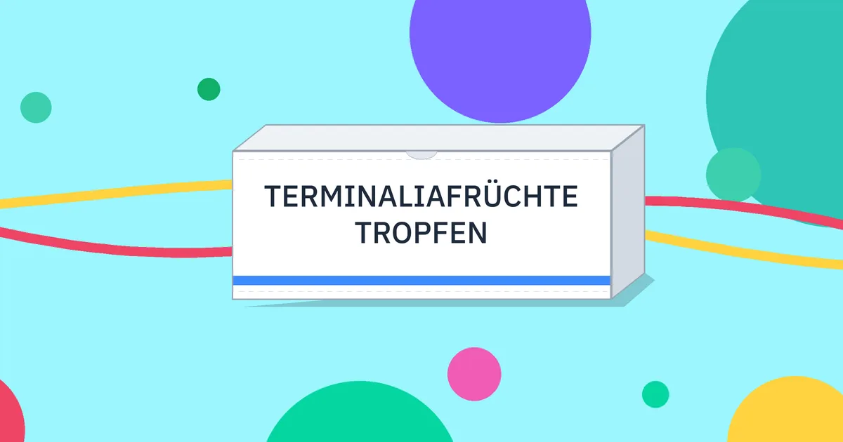 Symbolbild: Packung mit der Aufschrift TERMINALIAFRÜCHTE TROPFEN (PZN 14283846) – Verfügbarkeit und Bezug in Apotheken in Frankfurt am Main