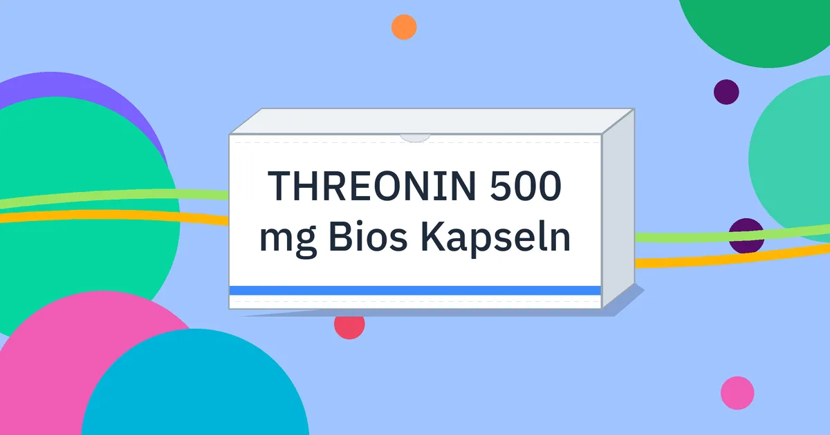 Symbolbild: Packung mit der Aufschrift THREONIN 500 mg Bios Kapseln (PZN 10523199) – Verfügbarkeit und Bezug in Apotheken in Frankfurt am Main