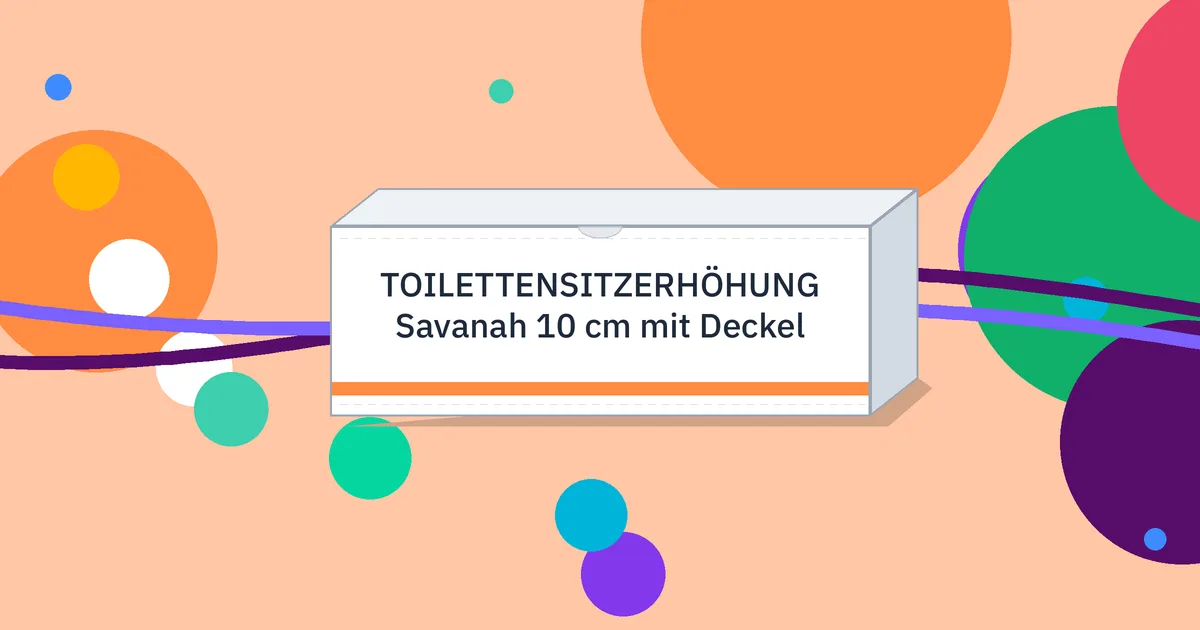 Symbolbild: Packung mit der Aufschrift TOILETTENSITZERHÖHUNG Savanah 10 cm mit Deckel (PZN 03799989) – Verfügbarkeit und Bezug in Apotheken in Frankfurt am Main