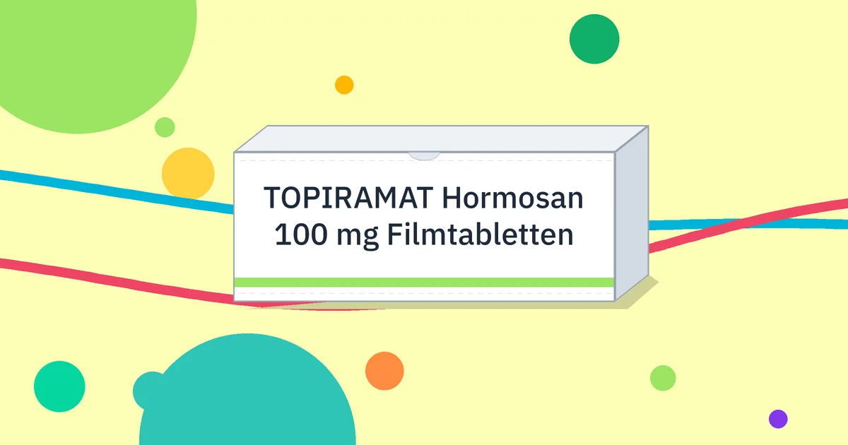 Symbolbild: Packung mit der Aufschrift TOPIRAMAT Hormosan 100 mg Filmtabletten (PZN 05395730) – Verfügbarkeit und Bezug in Apotheken in Frankfurt am Main