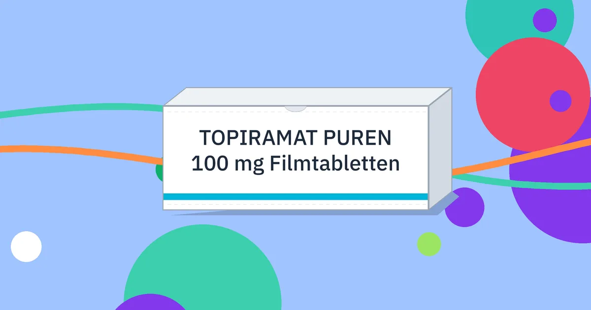 Symbolbild: Packung mit der Aufschrift TOPIRAMAT PUREN 100 mg Filmtabletten (PZN 13821299) – Verfügbarkeit und Bezug in Apotheken in Frankfurt am Main