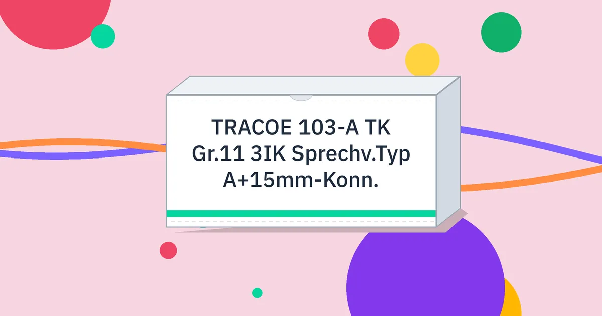 Symbolbild: Packung mit der Aufschrift TRACOE 103-A TK Gr.11 3IK Sprechv.Typ A+15mm-Konn. (PZN 02358734) – Verfügbarkeit und Bezug in Apotheken in Frankfurt am Main
