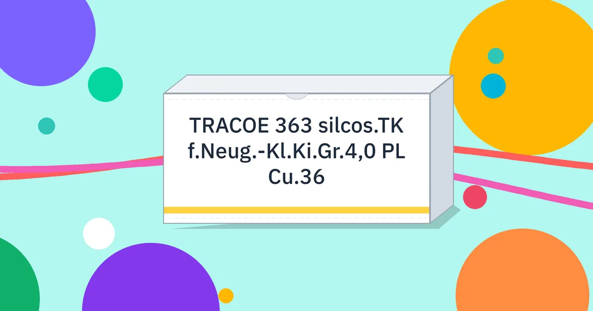 Symbolbild: Packung mit der Aufschrift TRACOE 363 silcos.TK f.Neug.-Kl.Ki.Gr.4,0 PL Cu.36 (PZN 14313932) – Verfügbarkeit und Bezug in Apotheken in Frankfurt am Main