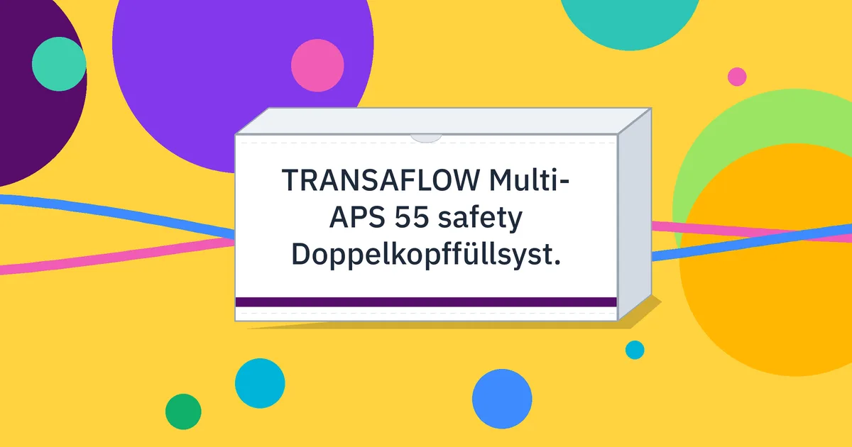 Symbolbild: Packung mit der Aufschrift TRANSAFLOW Multi-APS 55 safety Doppelkopffüllsyst. (PZN 18650862) – Verfügbarkeit und Bezug in Apotheken in Frankfurt am Main