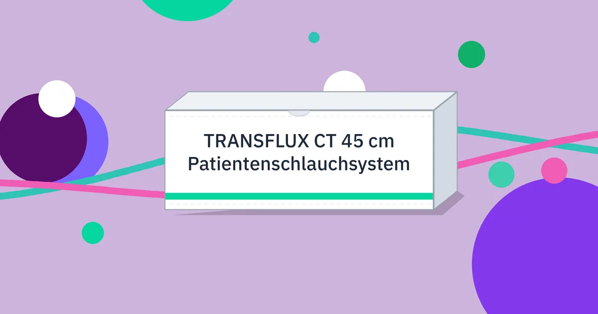 Symbolbild: Packung mit der Aufschrift TRANSFLUX CT 45 cm Patientenschlauchsystem (PZN 13897919) – Verfügbarkeit und Bezug in Apotheken in Frankfurt am Main
