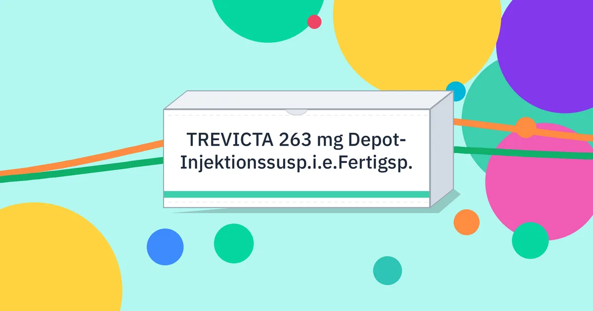 Symbolbild: Packung mit der Aufschrift TREVICTA 263 mg Depot-Injektionssusp.i.e.Fertigsp. (PZN 12899454) – Verfügbarkeit und Bezug in Apotheken in Frankfurt am Main