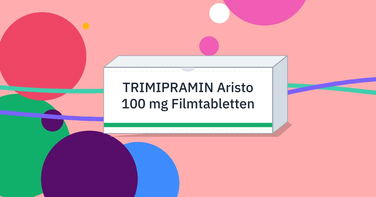 Symbolbild: Packung mit der Aufschrift TRIMIPRAMIN Aristo 100 mg Filmtabletten (PZN 09481892) – Verfügbarkeit und Bezug in Apotheken in Frankfurt am Main