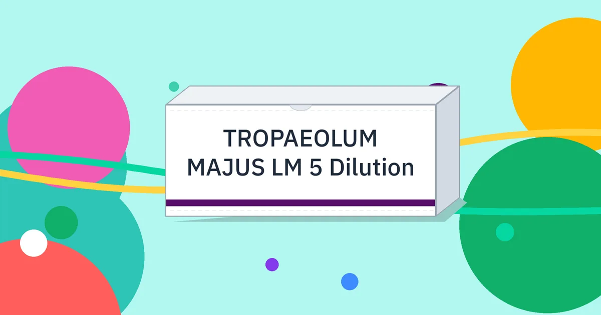 Symbolbild: Packung mit der Aufschrift TROPAEOLUM MAJUS LM 5 Dilution (PZN 13252938) – Verfügbarkeit und Bezug in Apotheken in Frankfurt am Main