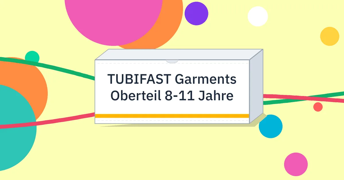 Symbolbild: Packung mit der Aufschrift TUBIFAST Garments Oberteil 8-11 Jahre (PZN 10058058) – Verfügbarkeit und Bezug in Apotheken in Frankfurt am Main
