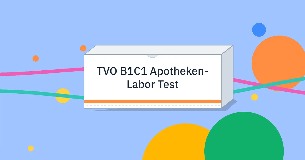 Symbolbild: Packung mit der Aufschrift TVO B1C1 Apotheken-Labor Test (PZN 00436418) – Verfügbarkeit und Bezug in Apotheken in Frankfurt am Main