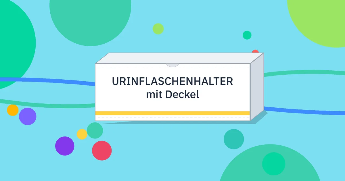 Symbolbild: Packung mit der Aufschrift URINFLASCHENHALTER mit Deckel (PZN 02771196) – Verfügbarkeit und Bezug in Apotheken in Frankfurt am Main