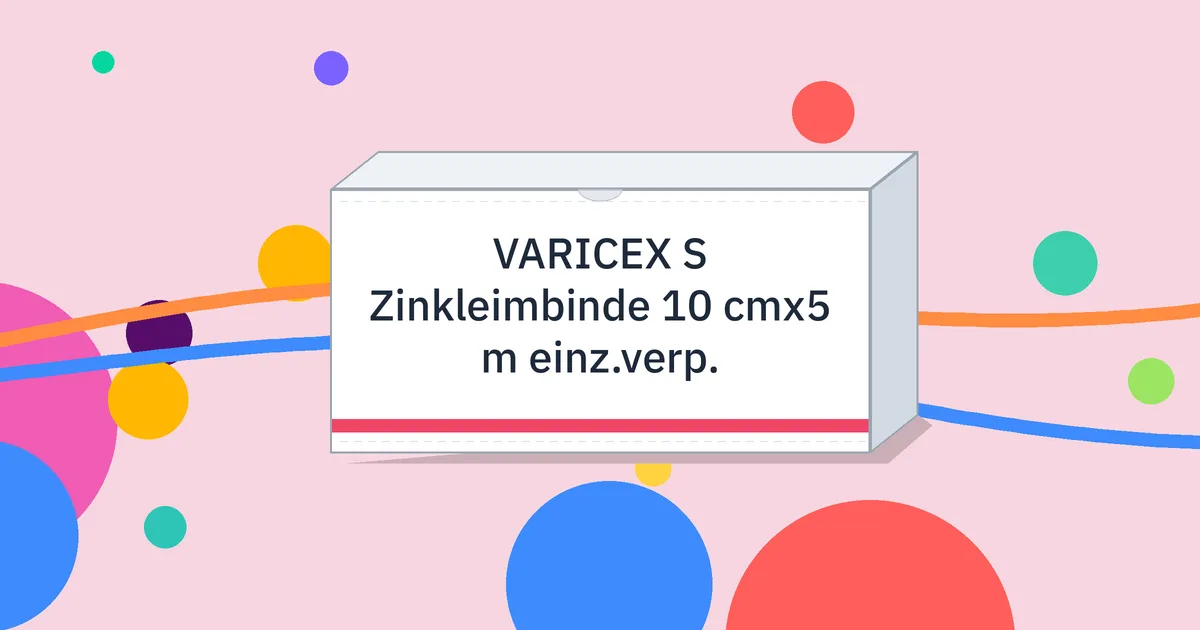 Symbolbild: Packung mit der Aufschrift VARICEX S Zinkleimbinde 10 cmx5 m einz.verp. (PZN 19814113) – Verfügbarkeit und Bezug in Apotheken in Frankfurt am Main