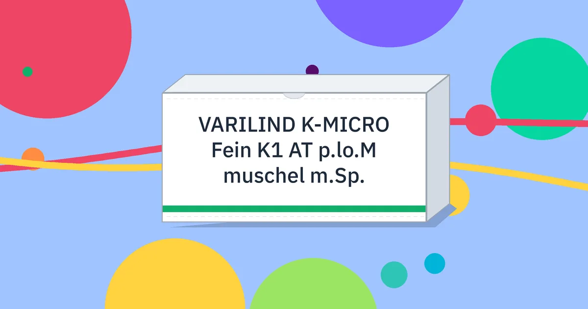 Symbolbild: Packung mit der Aufschrift VARILIND K-MICRO Fein K1 AT p.lo.M muschel m.Sp. (PZN 20552888) – Verfügbarkeit und Bezug in Apotheken in Frankfurt am Main