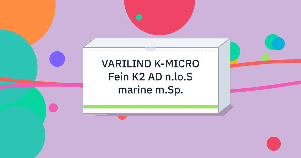 Symbolbild: Packung mit der Aufschrift VARILIND K-MICRO Fein K2 AD n.lo.S marine m.Sp. (PZN 20619351) – Verfügbarkeit und Bezug in Apotheken in Frankfurt am Main